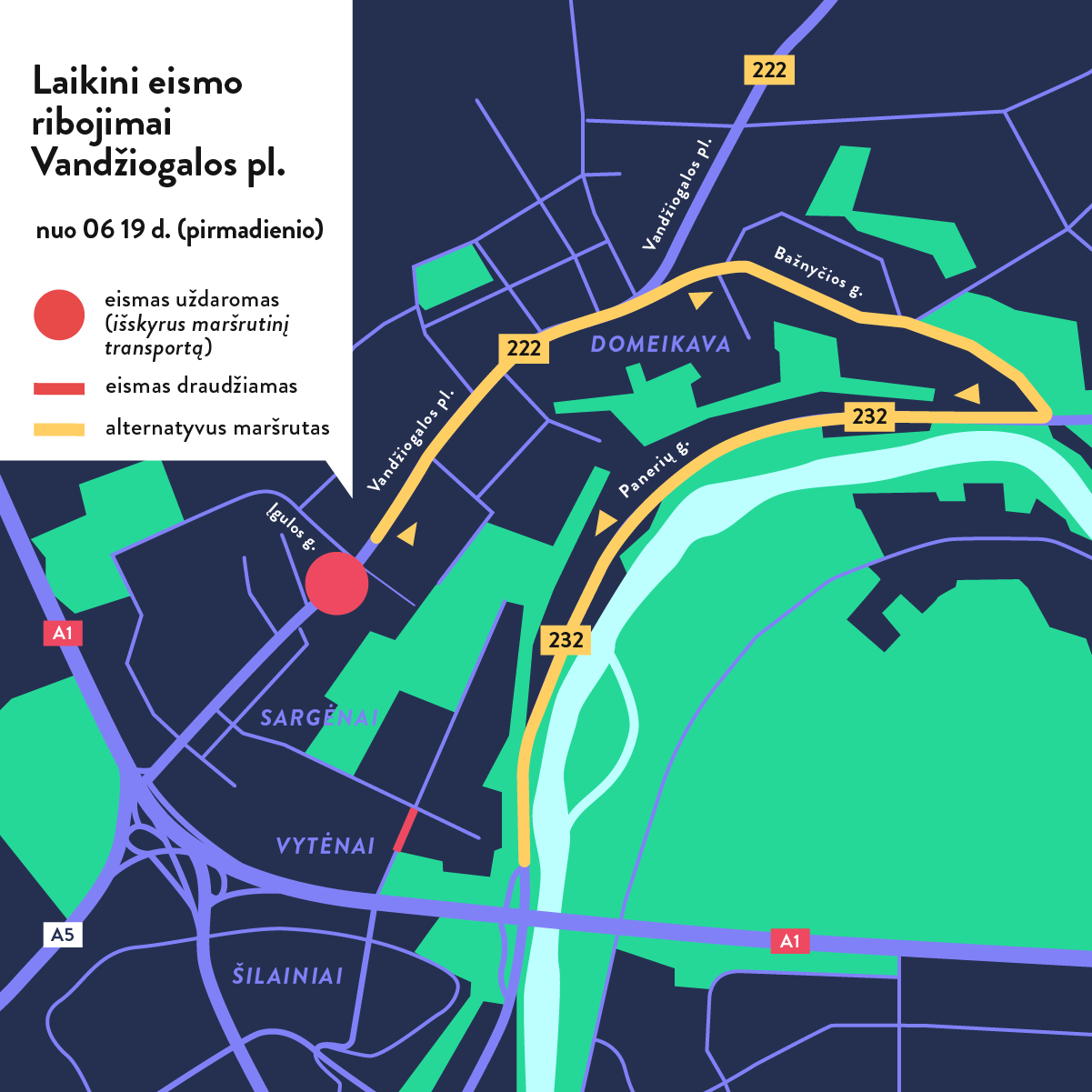 Teks apsišarvuoti kantrybe: nuo birželio 19 d. uždaromas eismas Užnerio ...